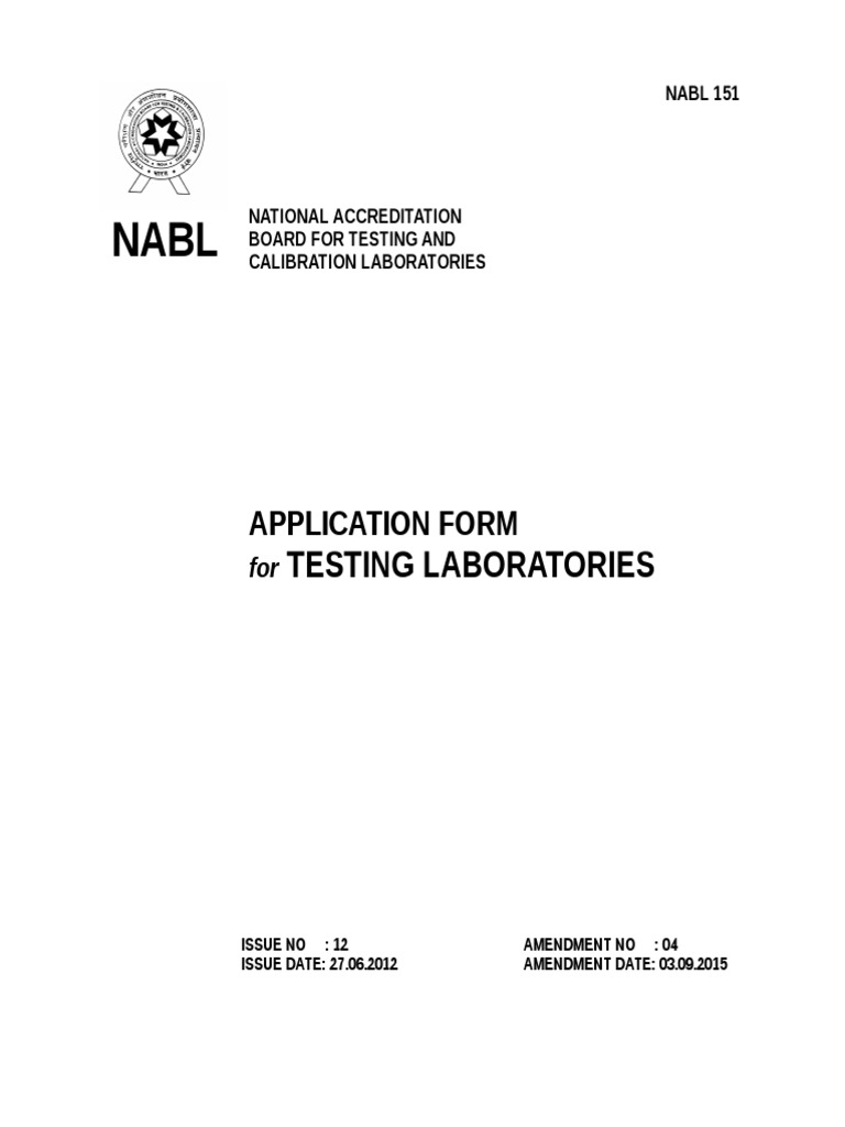 NABL 151 Application for Testing Labs | PDF | Calibration | Medical ...