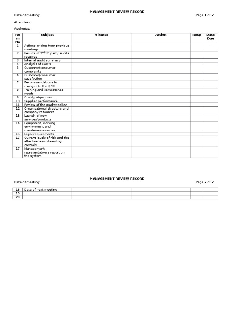 Management Review Record: ND RD | PDF
