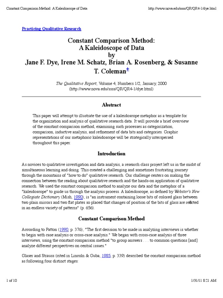 Constant Comparison Method: A Kaleidoscope of DataDye Schatz Rosenberg ...