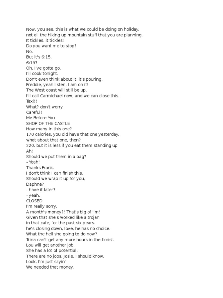 Me Before You Script | Leisure