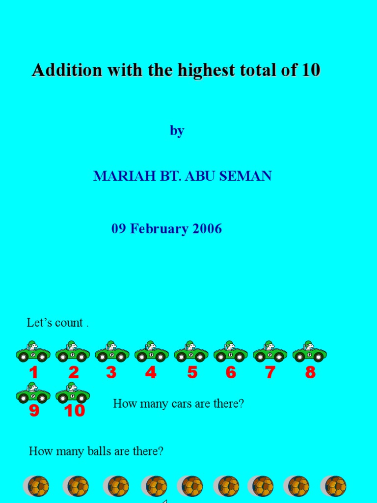 An Elementary School Student's Worksheet on Addition with a Total of 10 ...