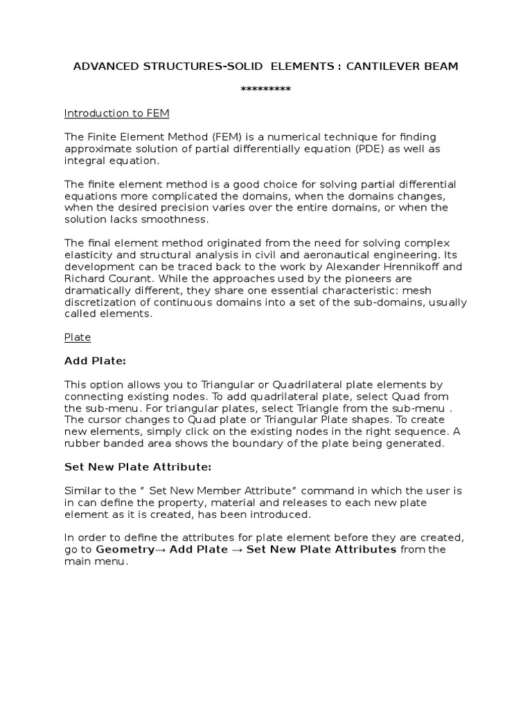 Staad Pro-Solid Elements-Cantilever Beam | PDF | Finite Element Method ...
