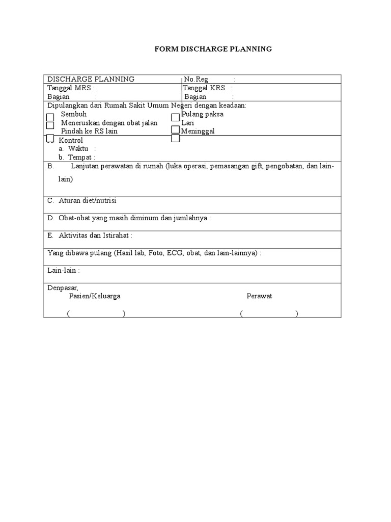 Format Discharge Planning | PDF