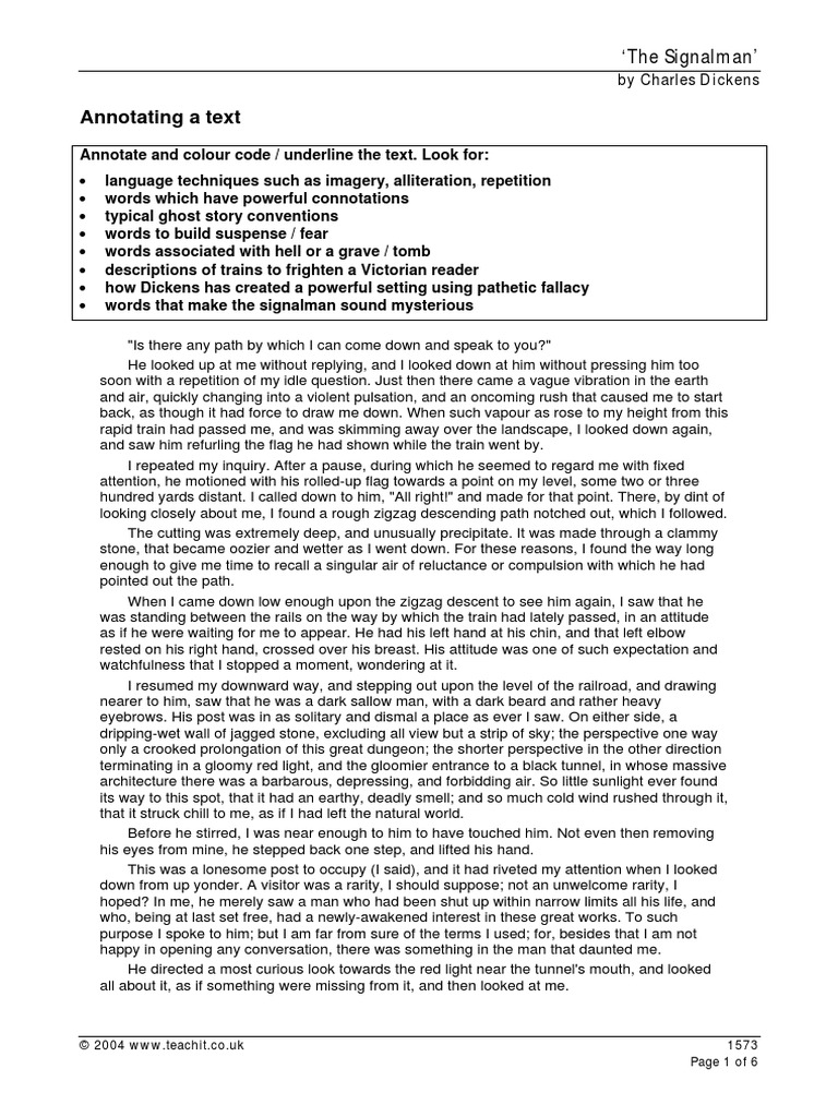 The Signalman Notes | Charles Dickens | Narration