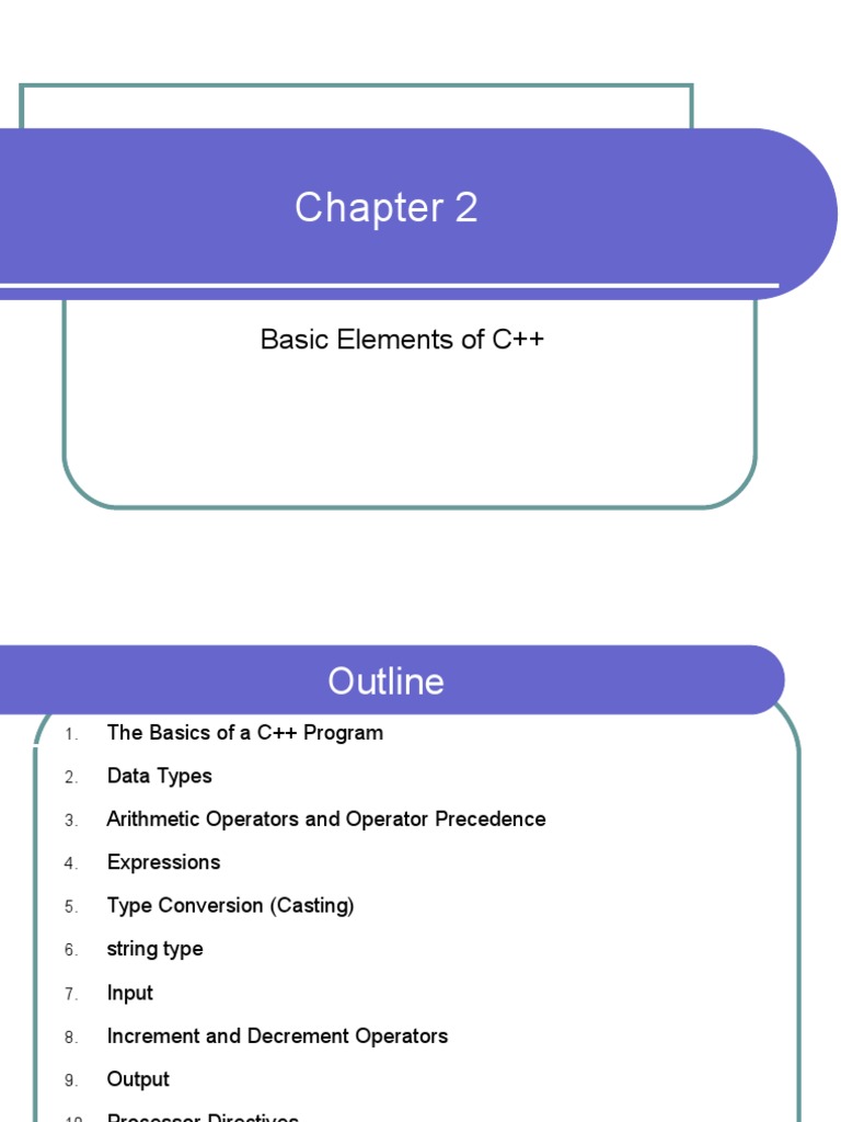 Chapter 2 Basic Elements of C++ | PDF | Data Type | Integer (Computer Science)