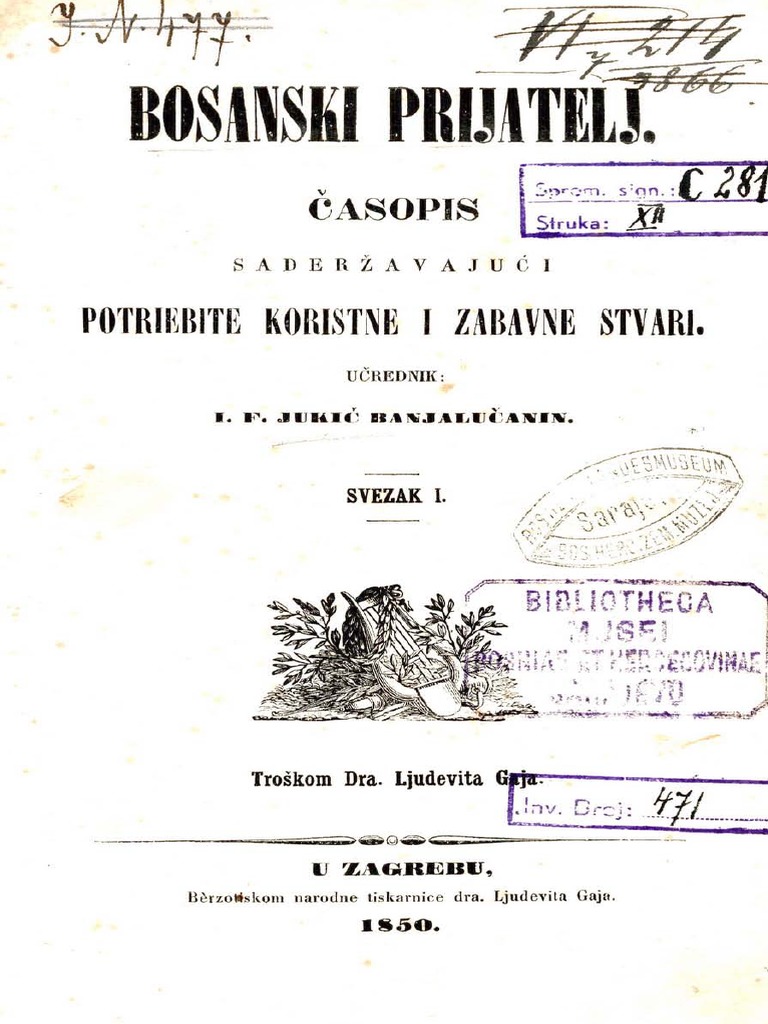 Bosanski Prijatelj 1 1850 Zagreb | PDF