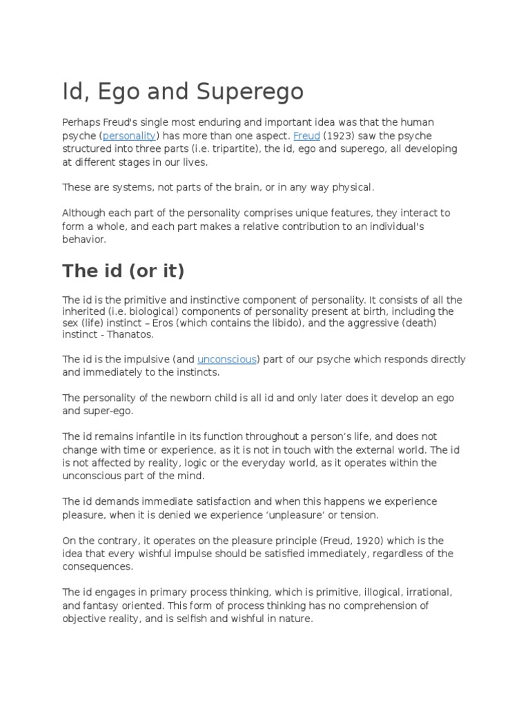 (Psych102) Id, Ego and Superego & Ego Defense Mechanisms | PDF | Id ...