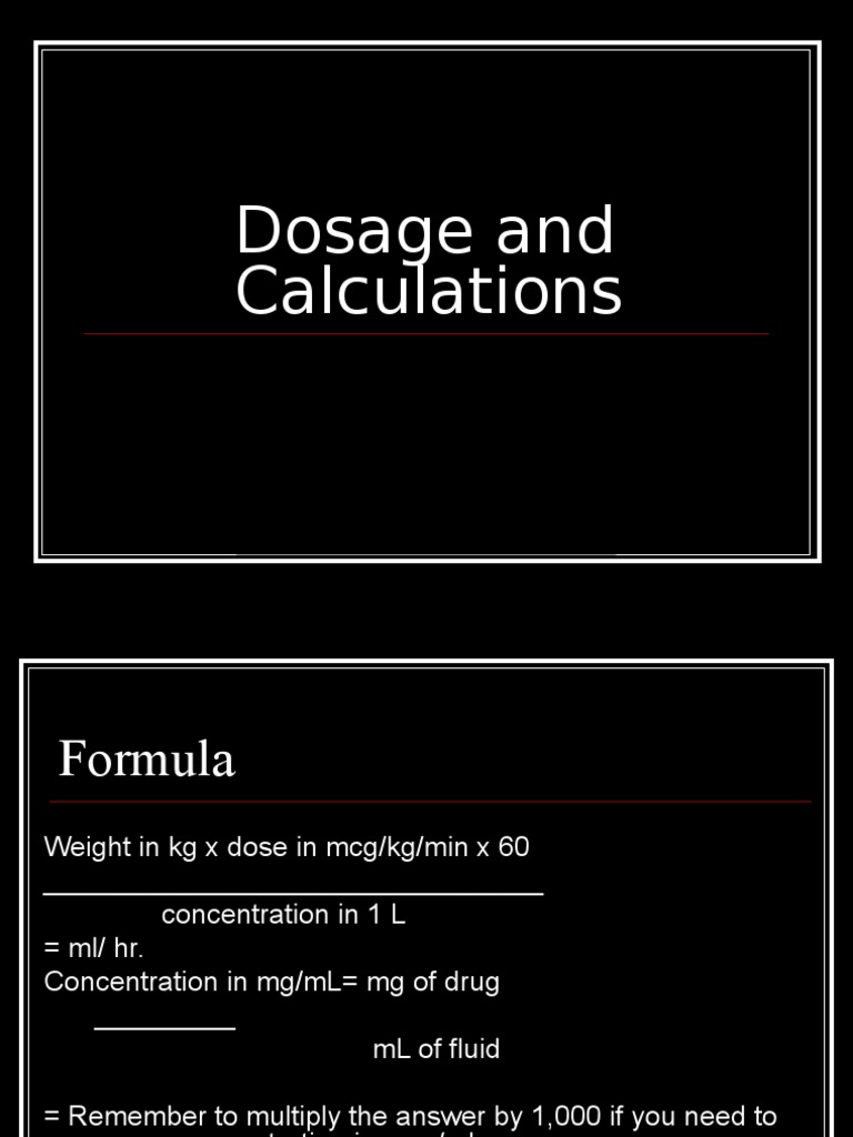 Dopamine and Dobutamine Computation | PDF