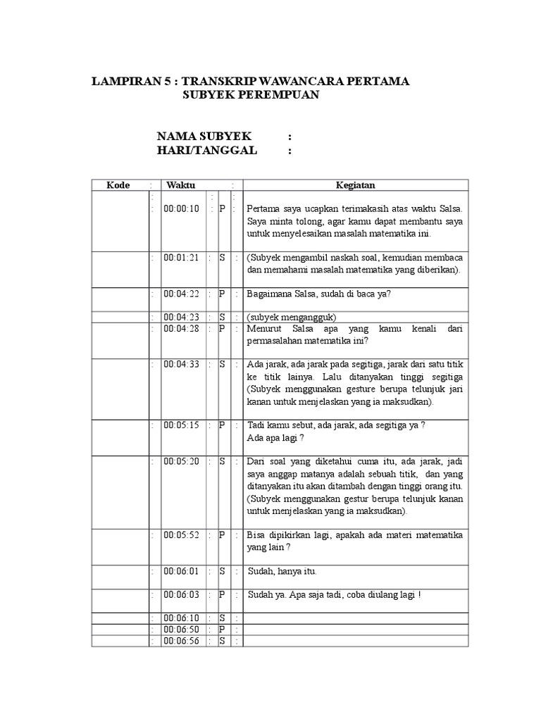 Format Transkrip Wawancara | PDF