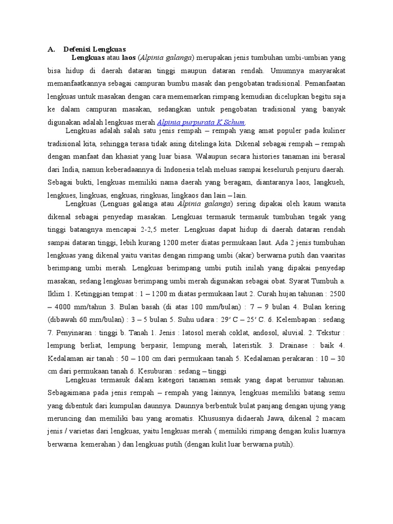 Pembahasan Lengkuas | PDF