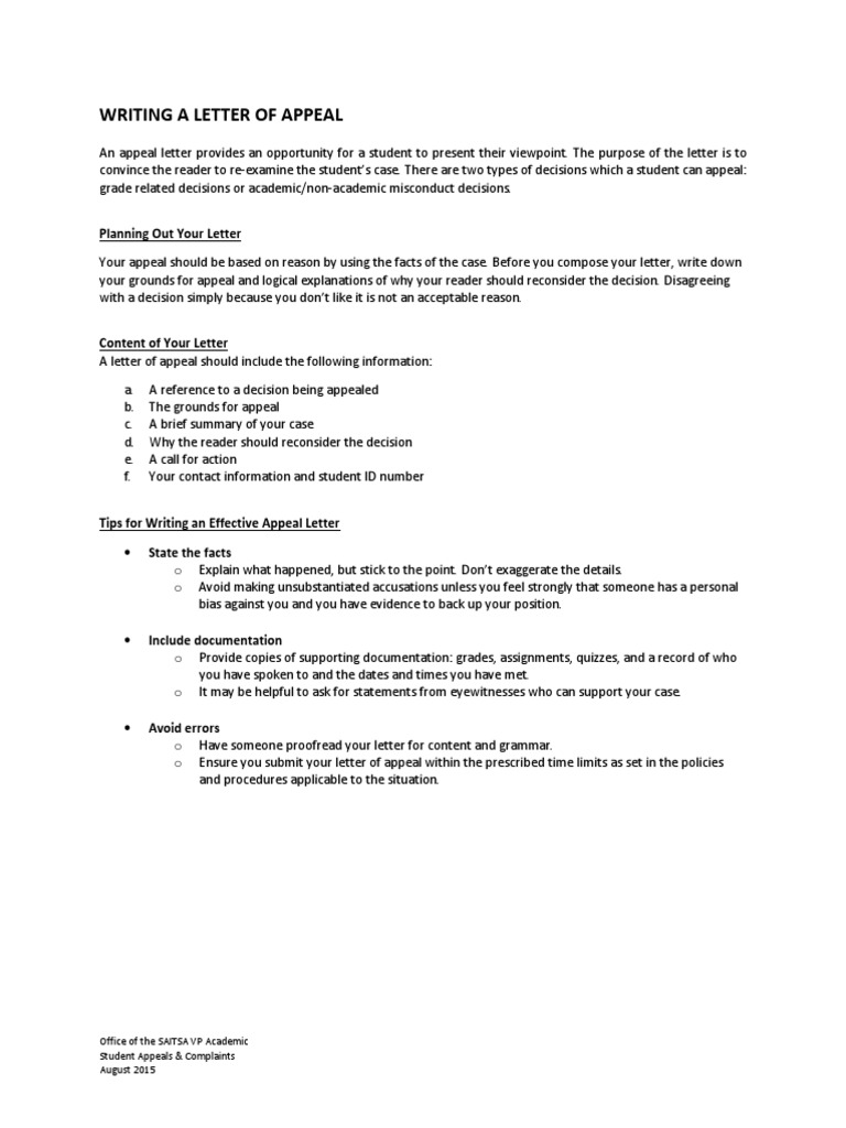 Guide to Writing an Appeal Letter | PDF | Academic Dishonesty | Government