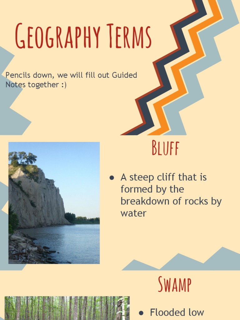 Geography Terms and Landforms Guide | PDF
