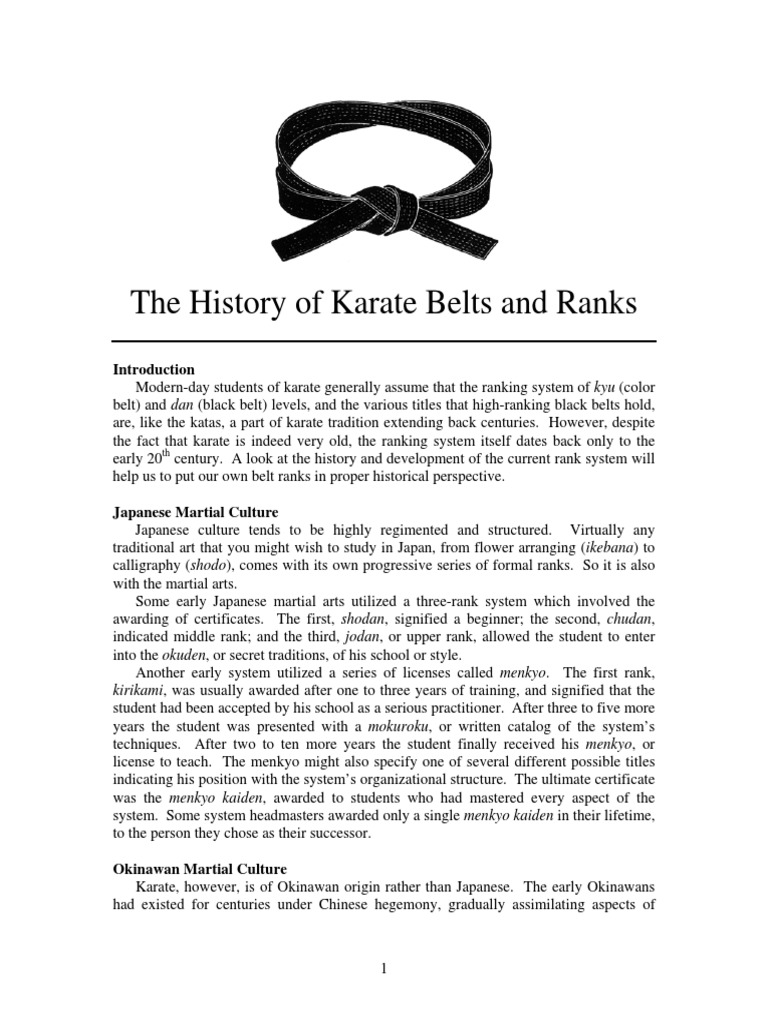 History of Belts and Ranks PDF | PDF | Karate | Shotokan