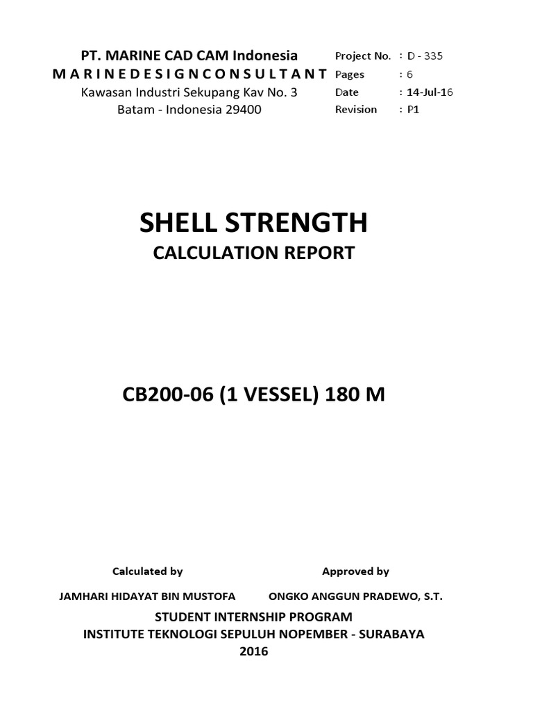 Shell Strength Calculation Report | PDF | Hull (Watercraft) | Shipping