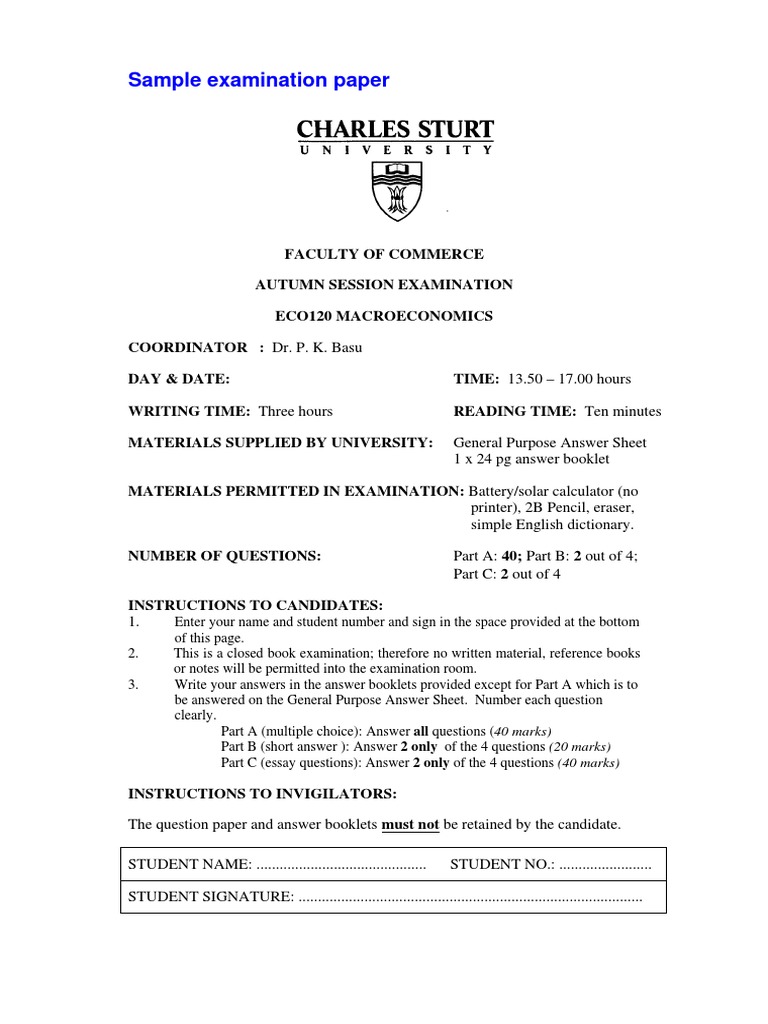 Sample Exam | PDF | Fiscal Multiplier | Inflation