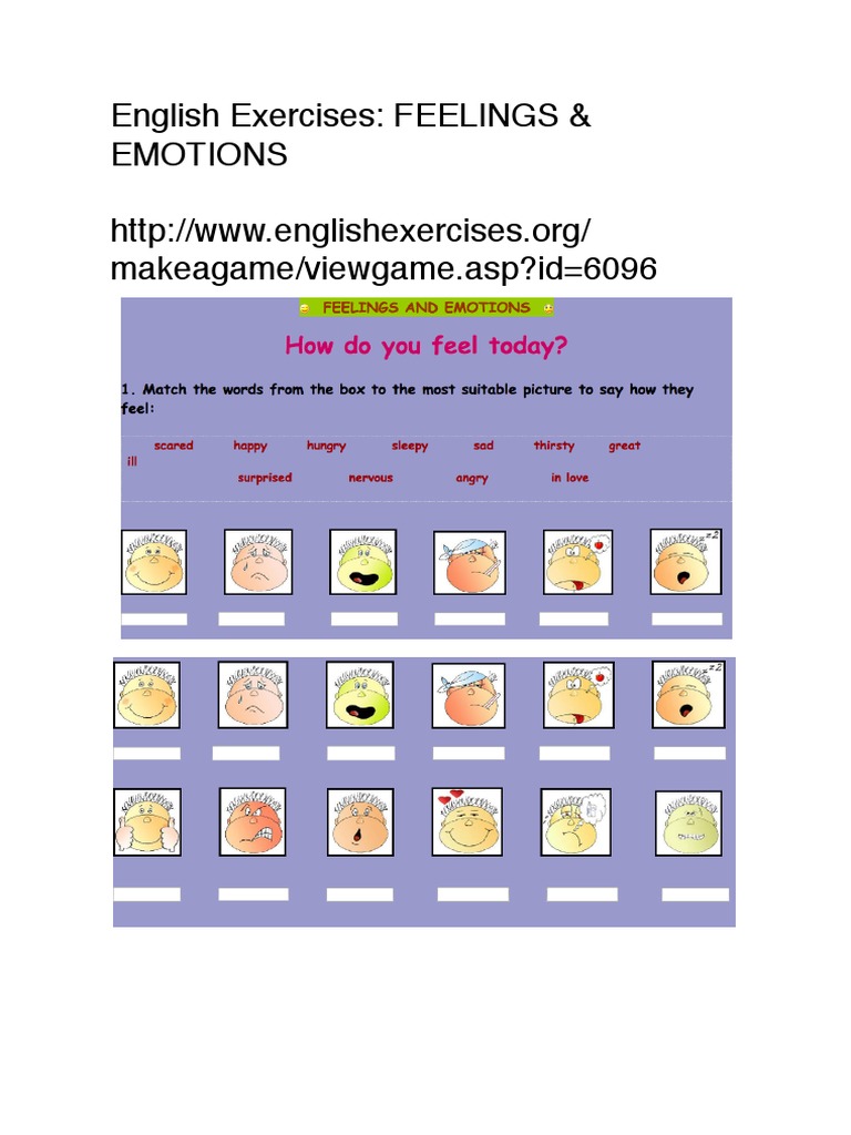 English Exercises on Feelings & Emotions | PDF
