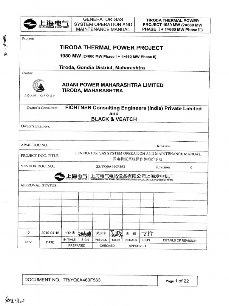 Generator Hydrogen System Manual | PDF