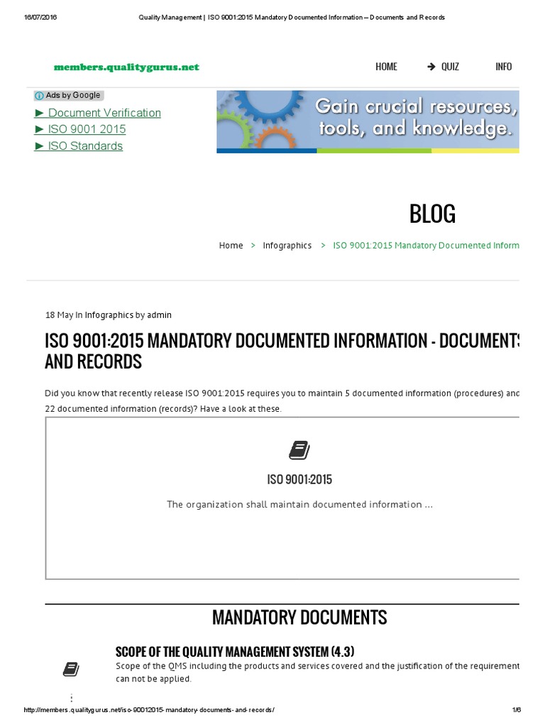 Quality Management _ ISO 9001_2015 Mandatory Documented Information ...