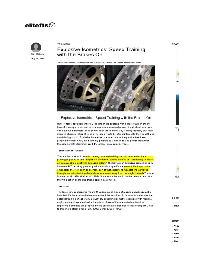 Explosive Isometrics Speed Training With The Brakes On Elite | PDF ...