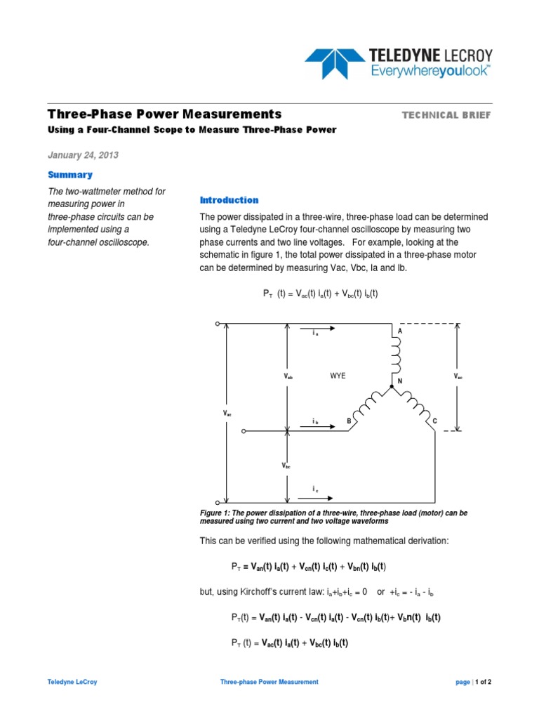 Three Phase Power Measurements | PDF | Phase (Waves) | Power (Physics)