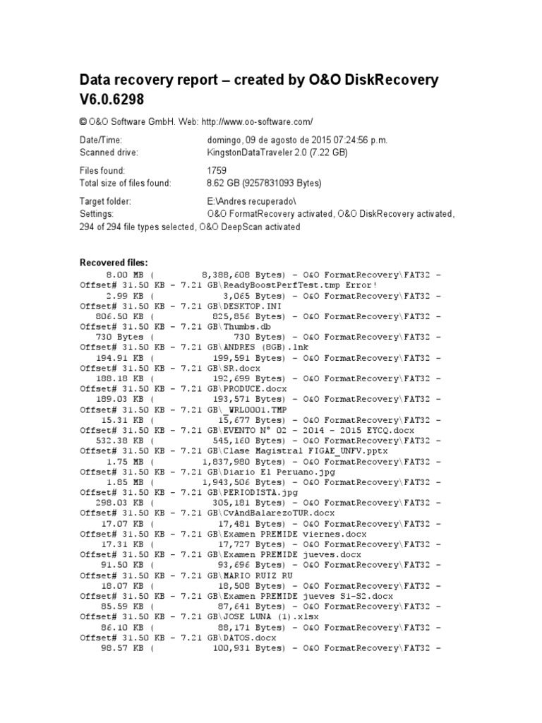 Disk Recovery Report | PDF | Computer File | Computing