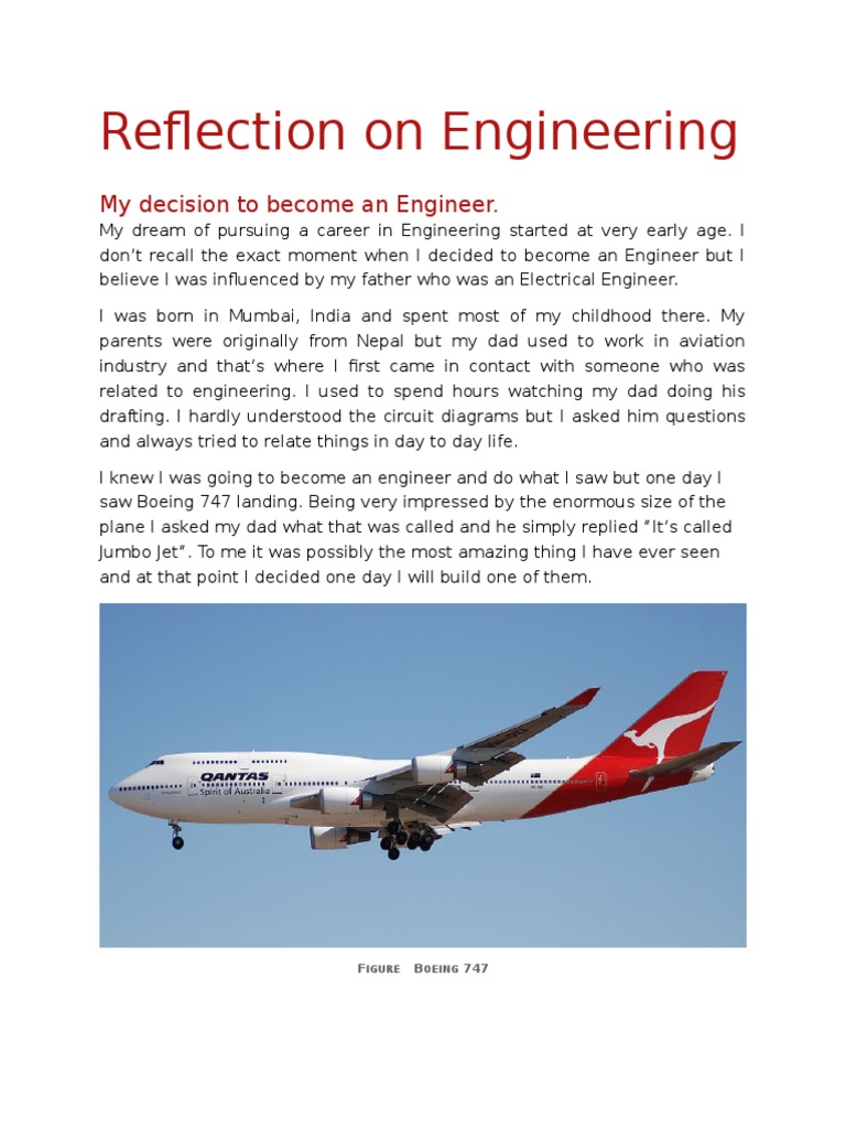 Reflection On Engineering | PDF | Engineering | Science And Technology