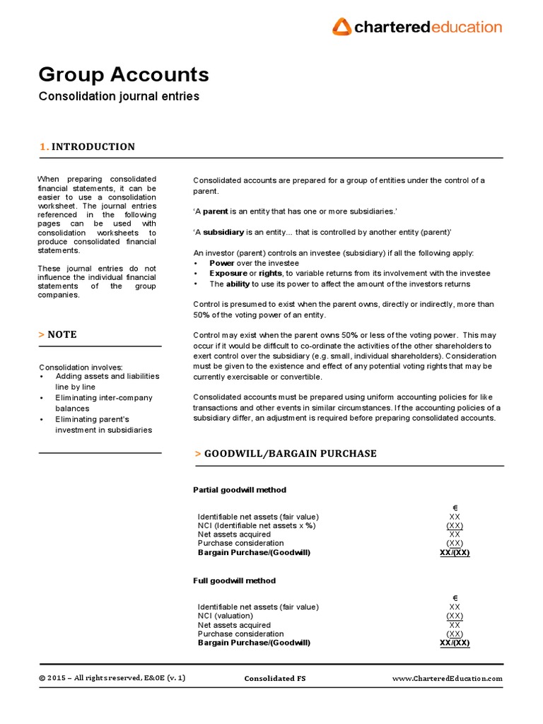 Guide to Consolidation Journal Entries | Goodwill (Accounting ...