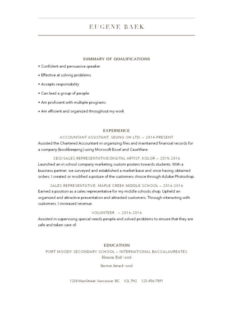 Resume - Eugene Baek Ol-78 | PDF | Career & Growth | Art