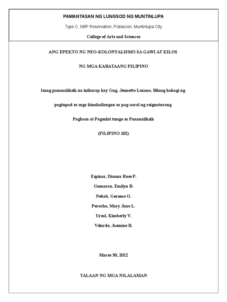 Filipino 102 | PDF