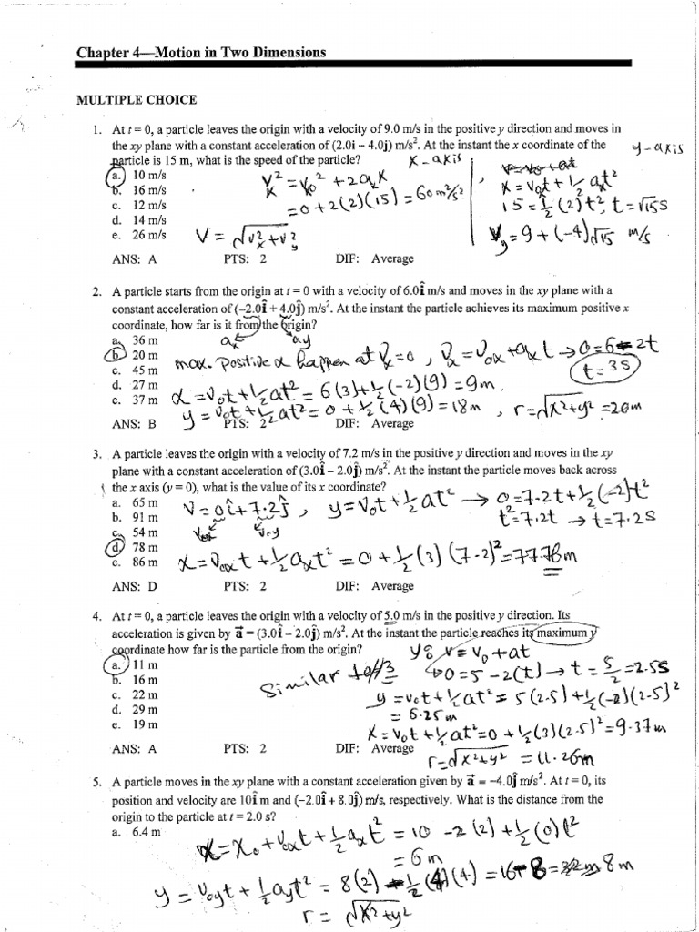 Chap 4 AP Practice 2D Motion With Answers Written in PDF | PDF