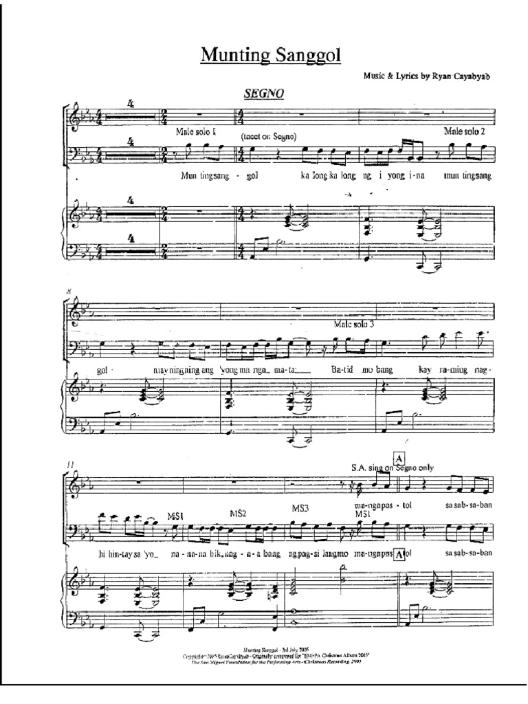 Munting Sanggol SATB Piano | PDF | Entertainment (General)