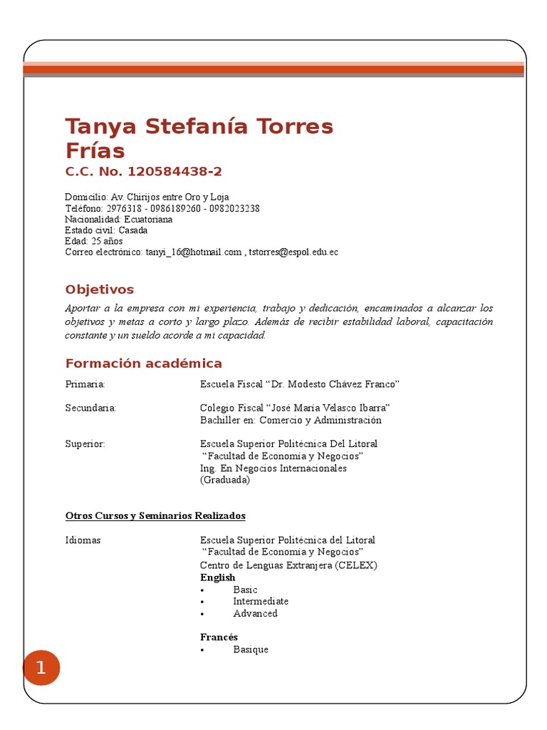 Curriculum TANYA | PDF