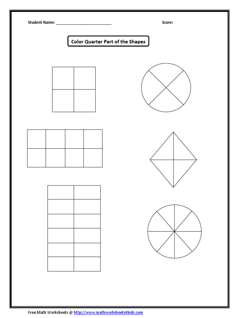 Color Quarter Part of Shapes Worksheet | PDF | Career & Growth | Art