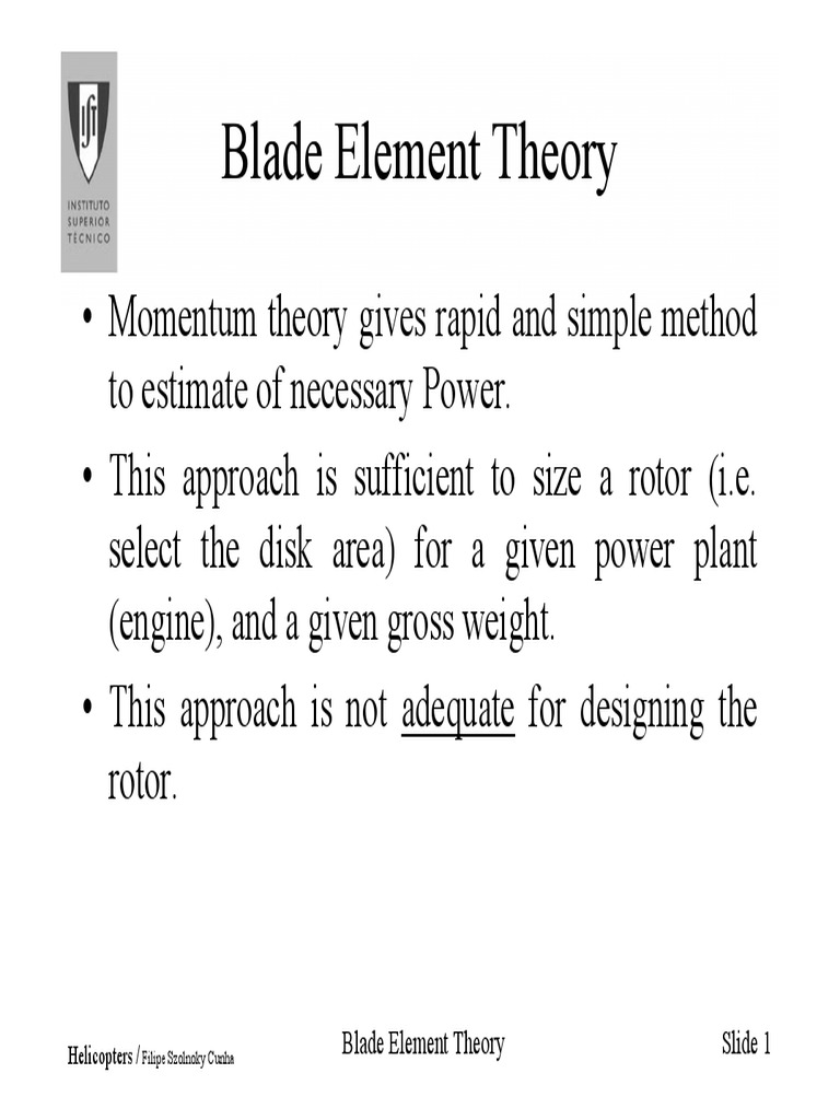 An Introduction to Blade Element Theory for Helicopter Rotor Analysis | PDF | Helicopter | Lift ...