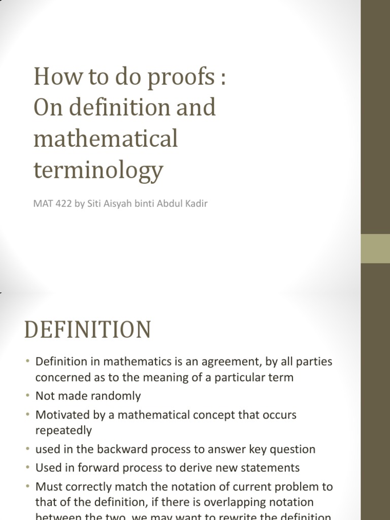 How To Do Proofs Terms and Definitions | PDF | Theorem | Logical ...