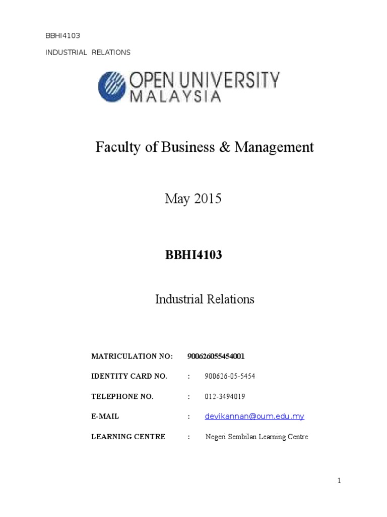 Industrial Relations Assignments | PDF | Power (Social And Political) | Business