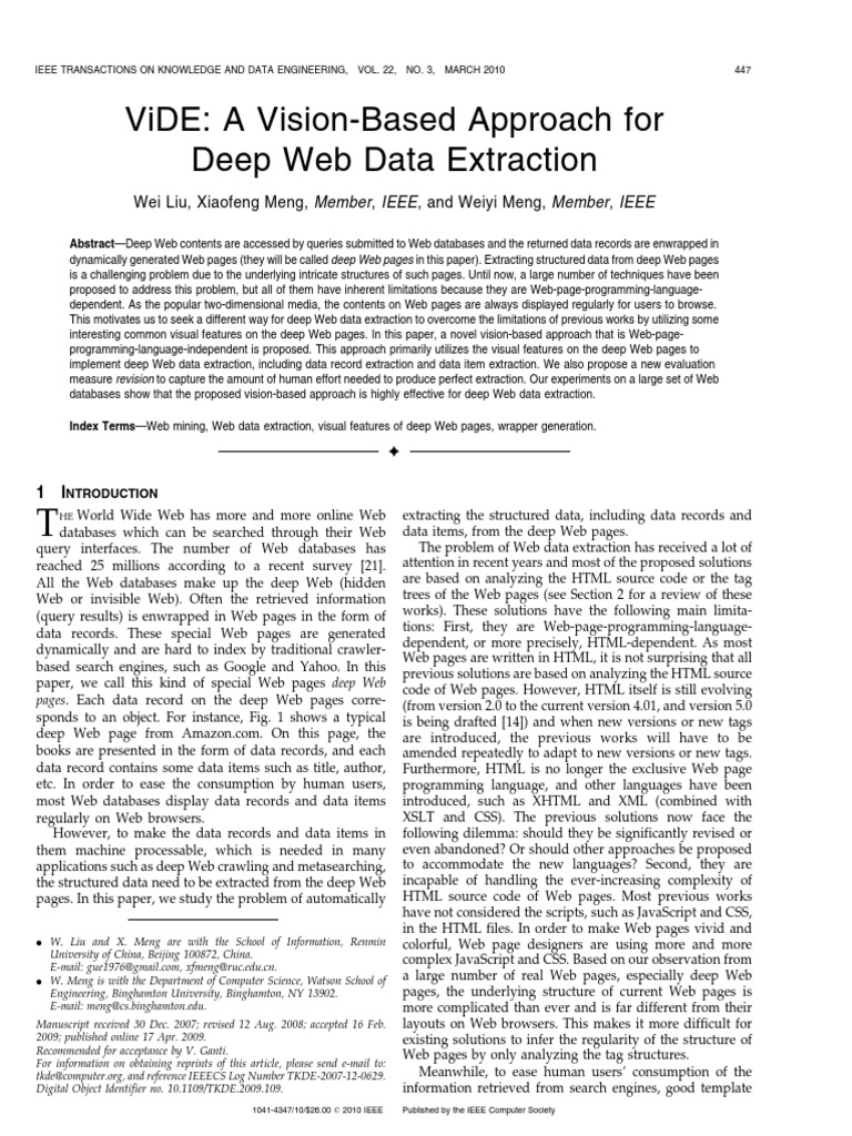 A Vision-Based Approach For Deep Web Data | PDF | Html | World Wide Web