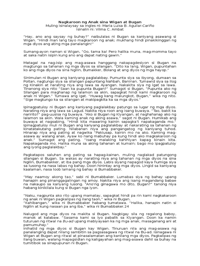 Nagkaroon NG Anak Sina Wigan at Bugan | PDF