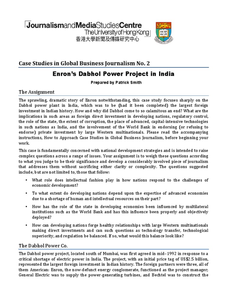 Enron's Dabhol Power Project in India: Case Studies in Global Business ...