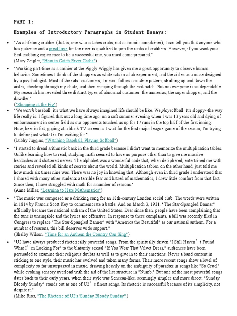 Examples of Introductory Paragraphs in ENGLISH | Download Free PDF ...