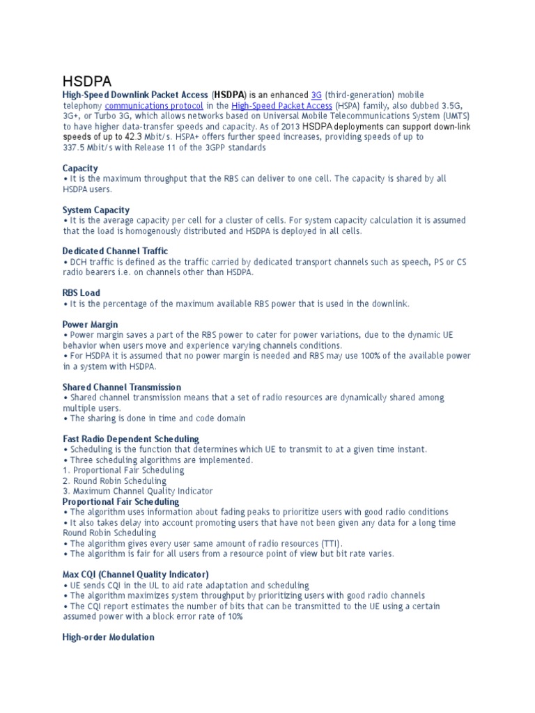 Hsdpa: 3G Communications Protocol High-Speed Packet Access | PDF | High Speed Packet Access ...