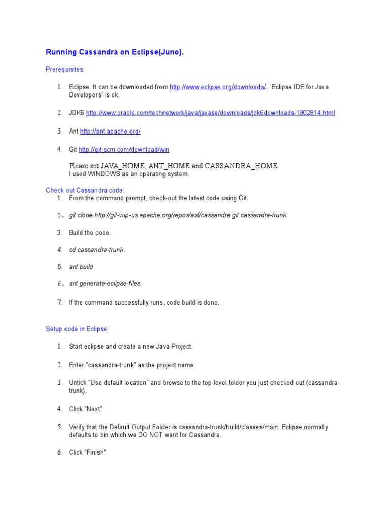 Running Cassandra On Eclipse | PDF | Eclipse (Software) | Directory (Computing)