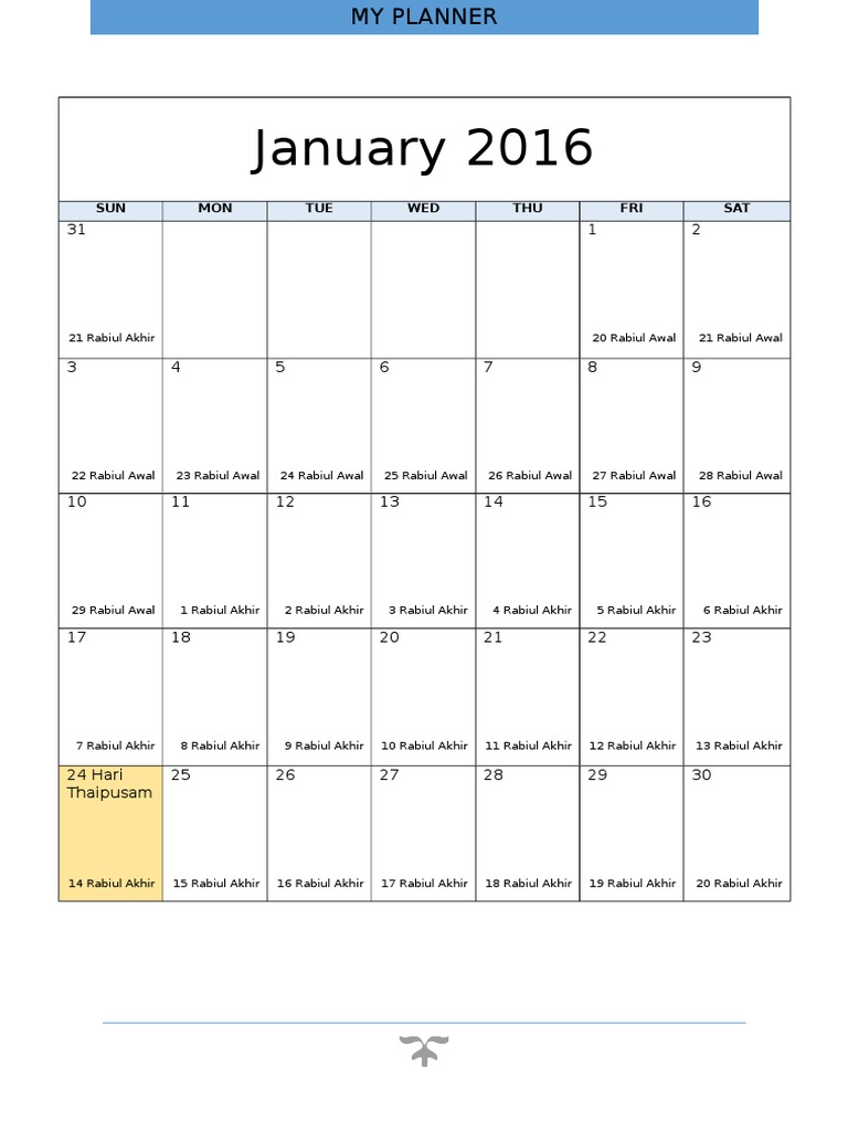 Islamic Calendar 2016 | PDF | Art | Home & Garden