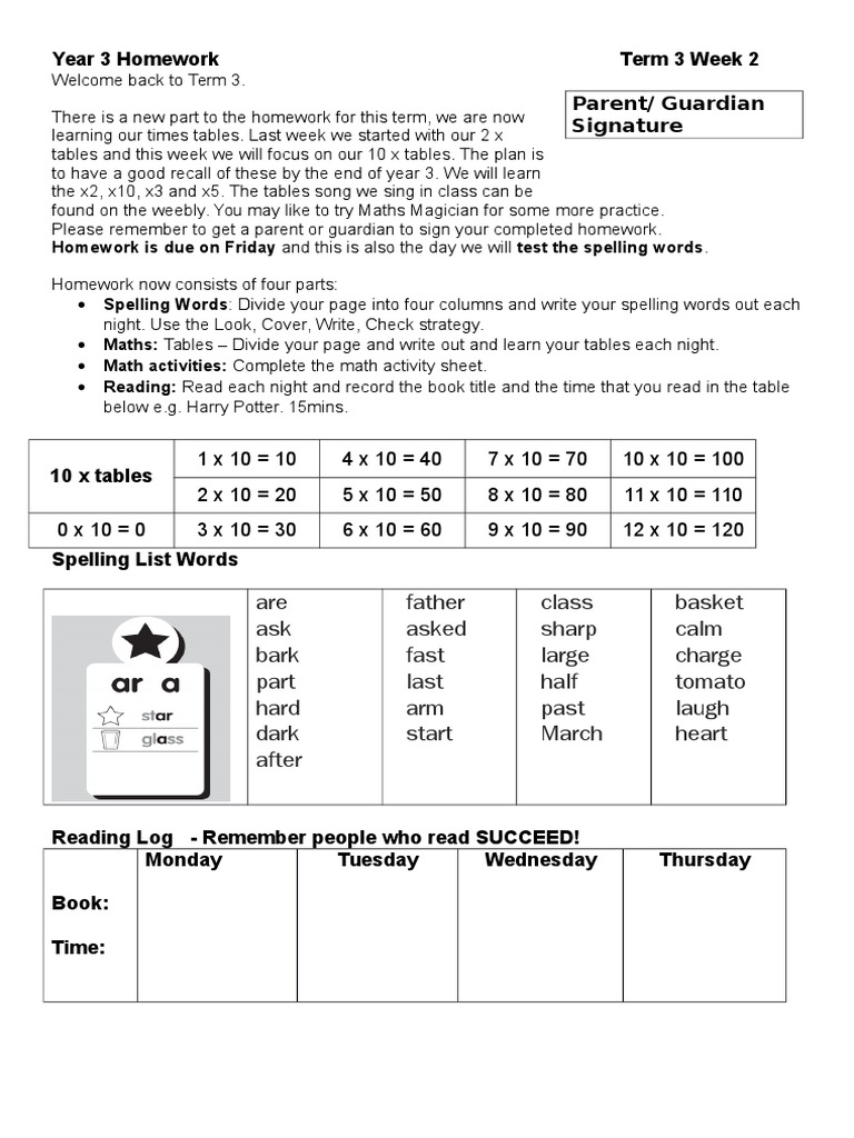Year 3 Homework Term 3 Week 2 | PDF