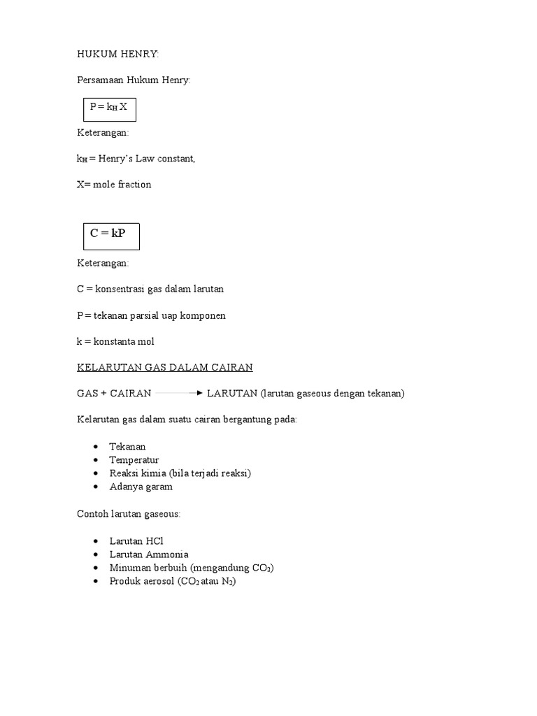 Hukum Henry dan Kelarutan Gas | PDF
