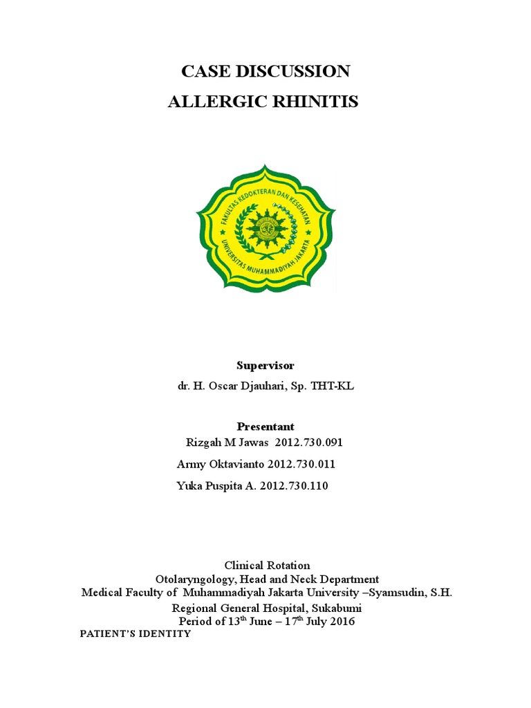 CASE Allergic Rhinitis | PDF | Allergy | Clinical Medicine