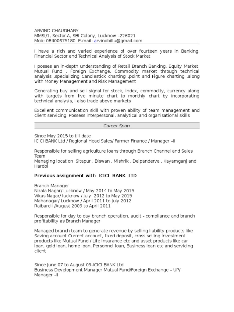 Arvind Chaudhary CV | PDF | Mutual Funds | Banks