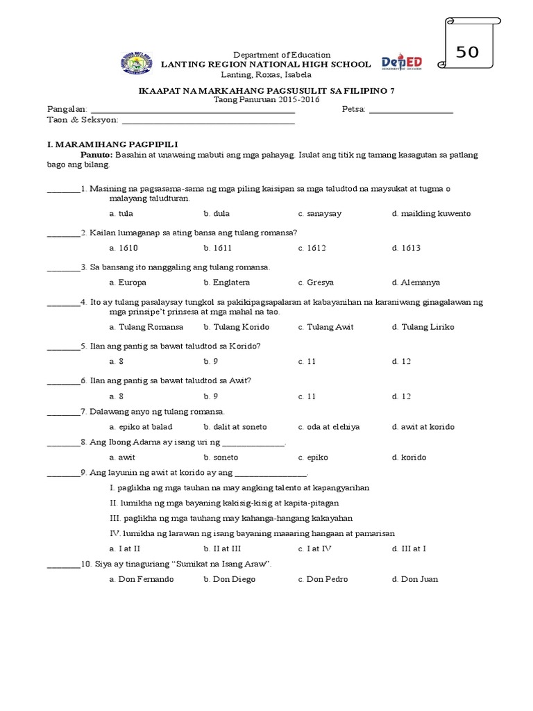 Mga Halimbawa Ng Pagsasanay At Pagsusulit Sa Pagbasa | Images and ...