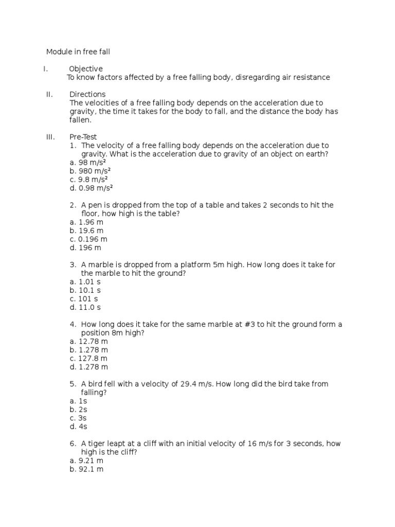 Module in Free Fall | PDF