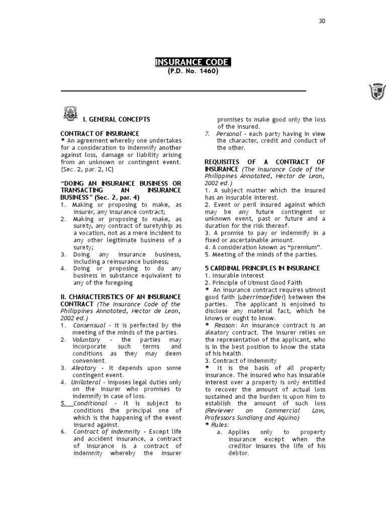 Insurance Law of The Philippines | PDF